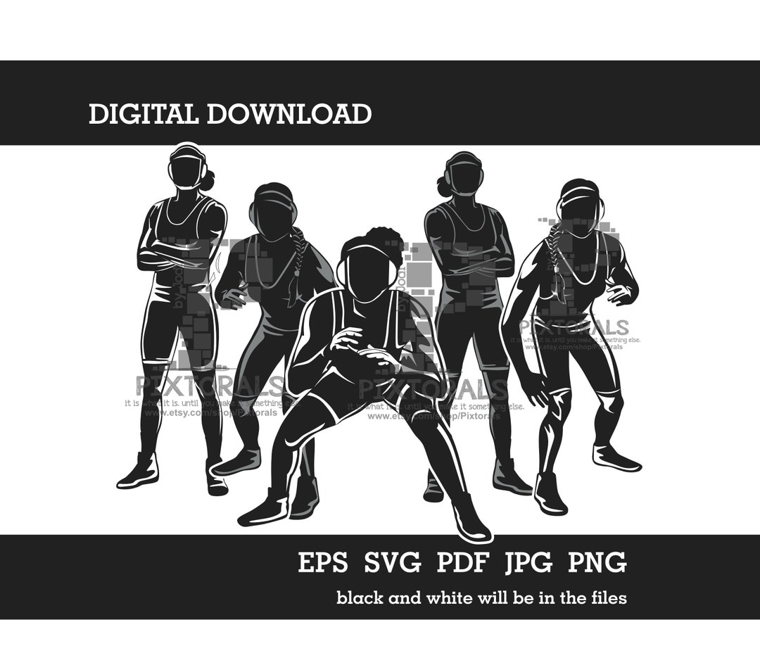 Girls Wrestling, Digital Download, Eps, Pdf, Svg, Jpg, Png, Tee Design ...