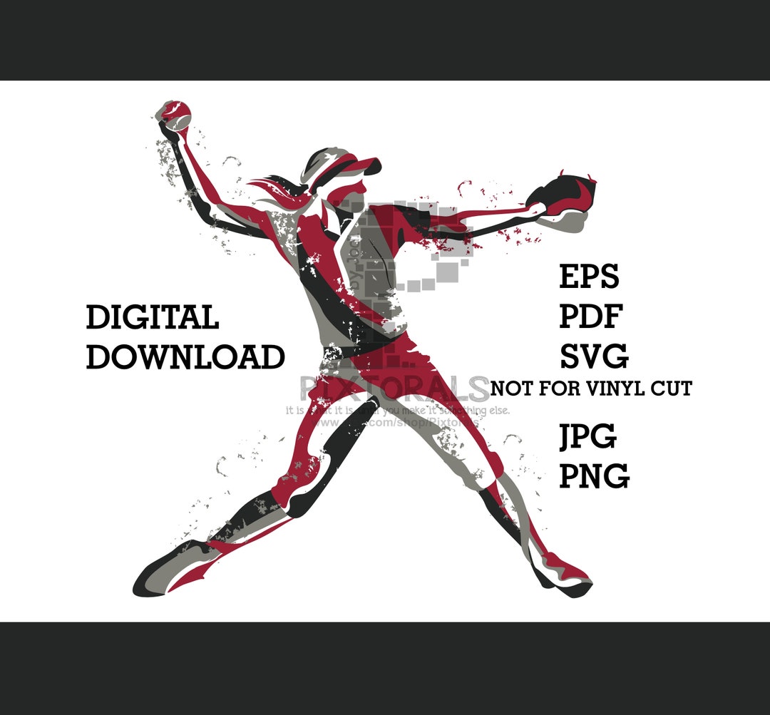 Softball Pitcher Vector, Digital Download, Softball Tee Design ...