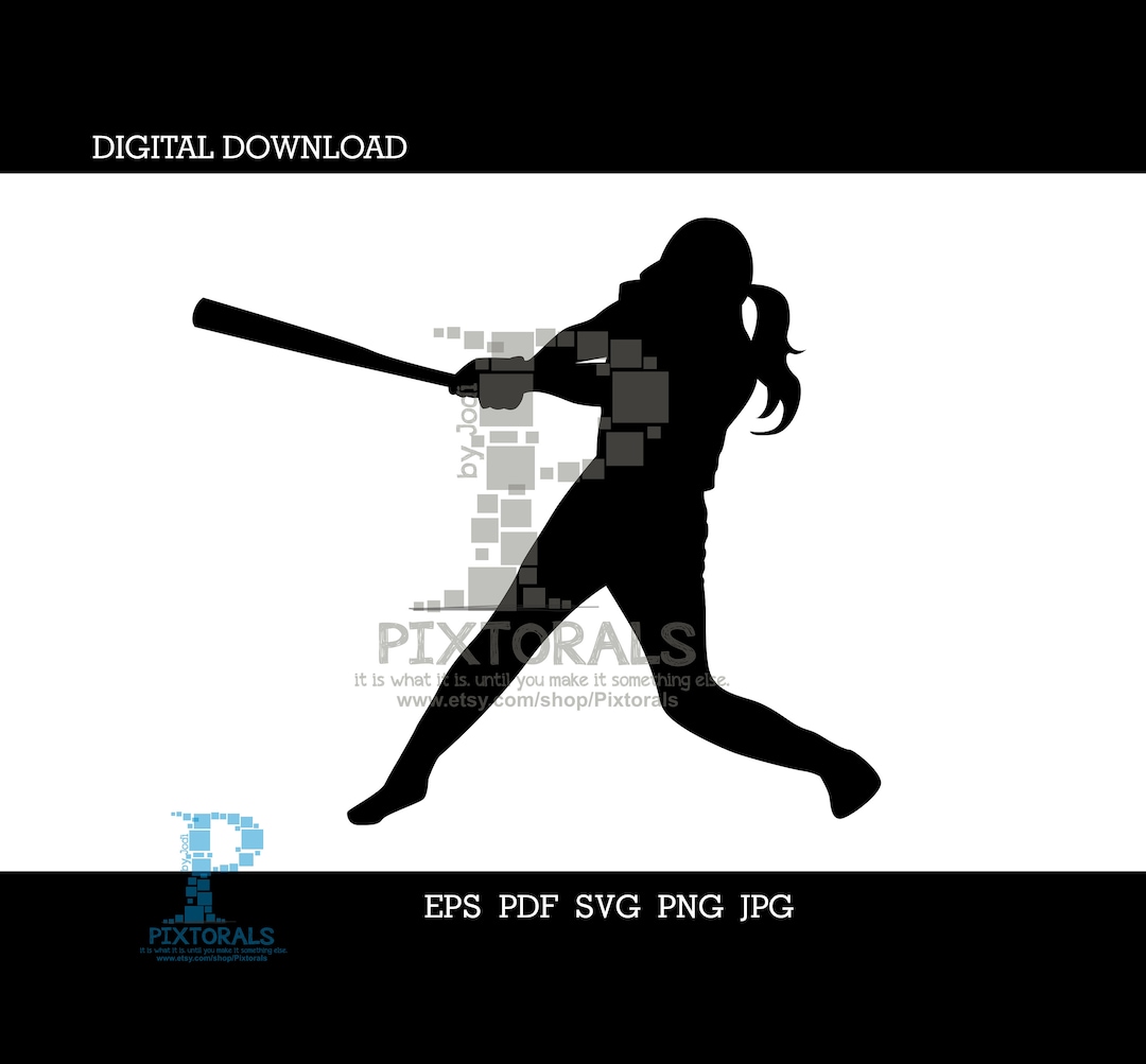 Softball Batter Clipart, Digital Download, Eps, Pdf, Svg, Jpg, Png ...