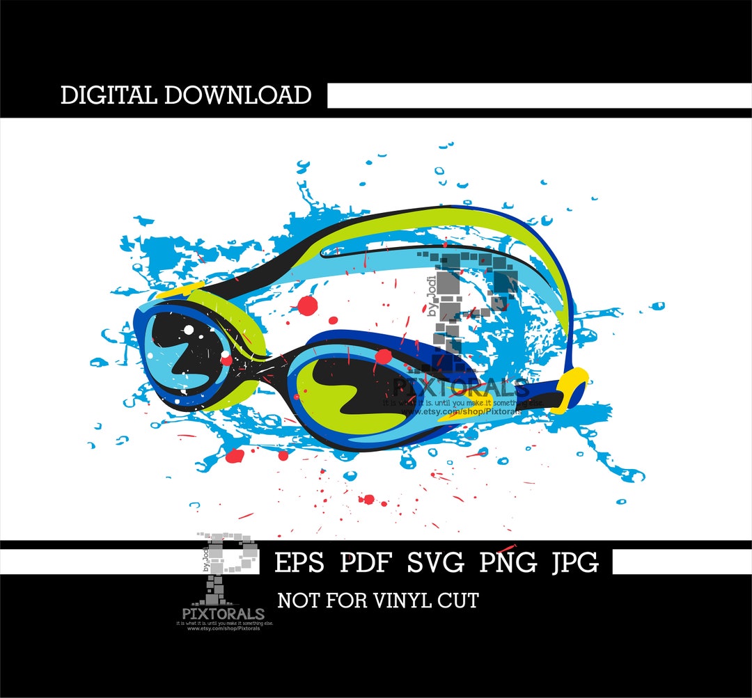 Swim Goggles, Vector, Colorful, Digital Download, Eps, Pdf, Svg, Jpg ...