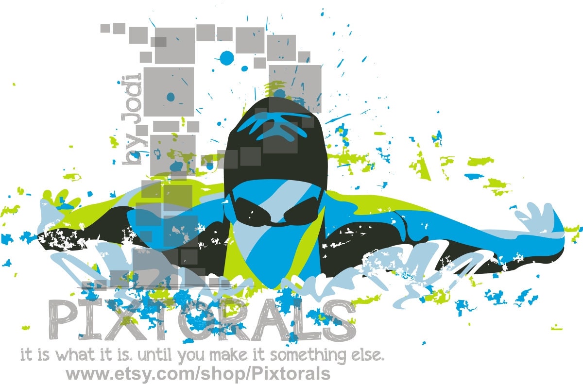 Swimmer, Butterfly Stroke, Digital Download, Vector, Eps, Svg, Pdf ...