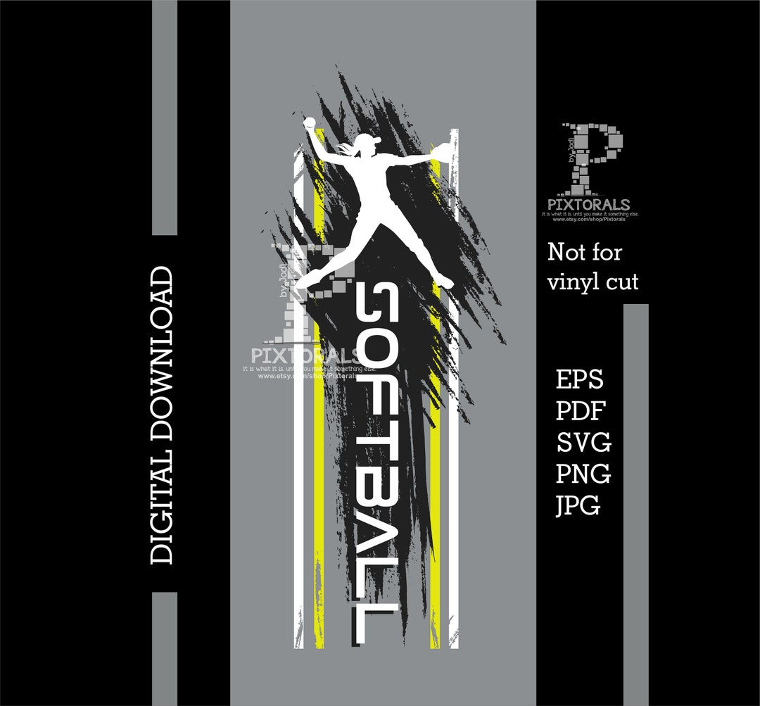 Softball Vertical Tee Design, Digital Download, Eps, Pdf, Svg, Jpg, Png ...