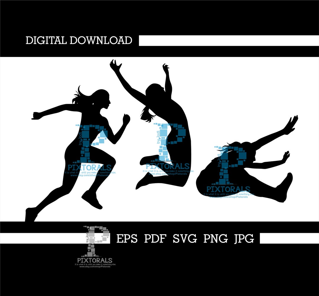 Track, Triple Jump, Girls, Silhouettes, Digital Download, Svg, Eps, Pdf ...
