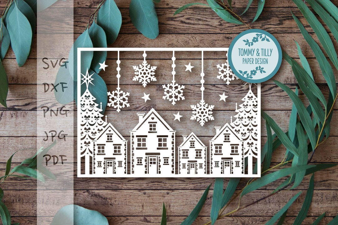 Christmas Scene Design SVG PDF DXF Png Jpg Papercutting / Vinyl ...