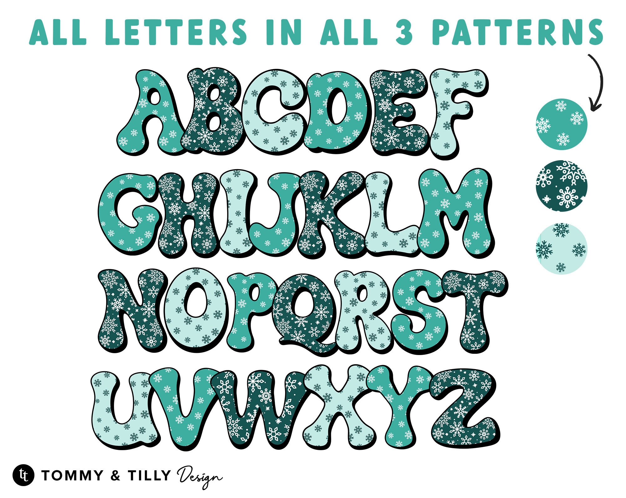 Christmas Snowflake Alphabet Set With Clipart PNG Files - Etsy