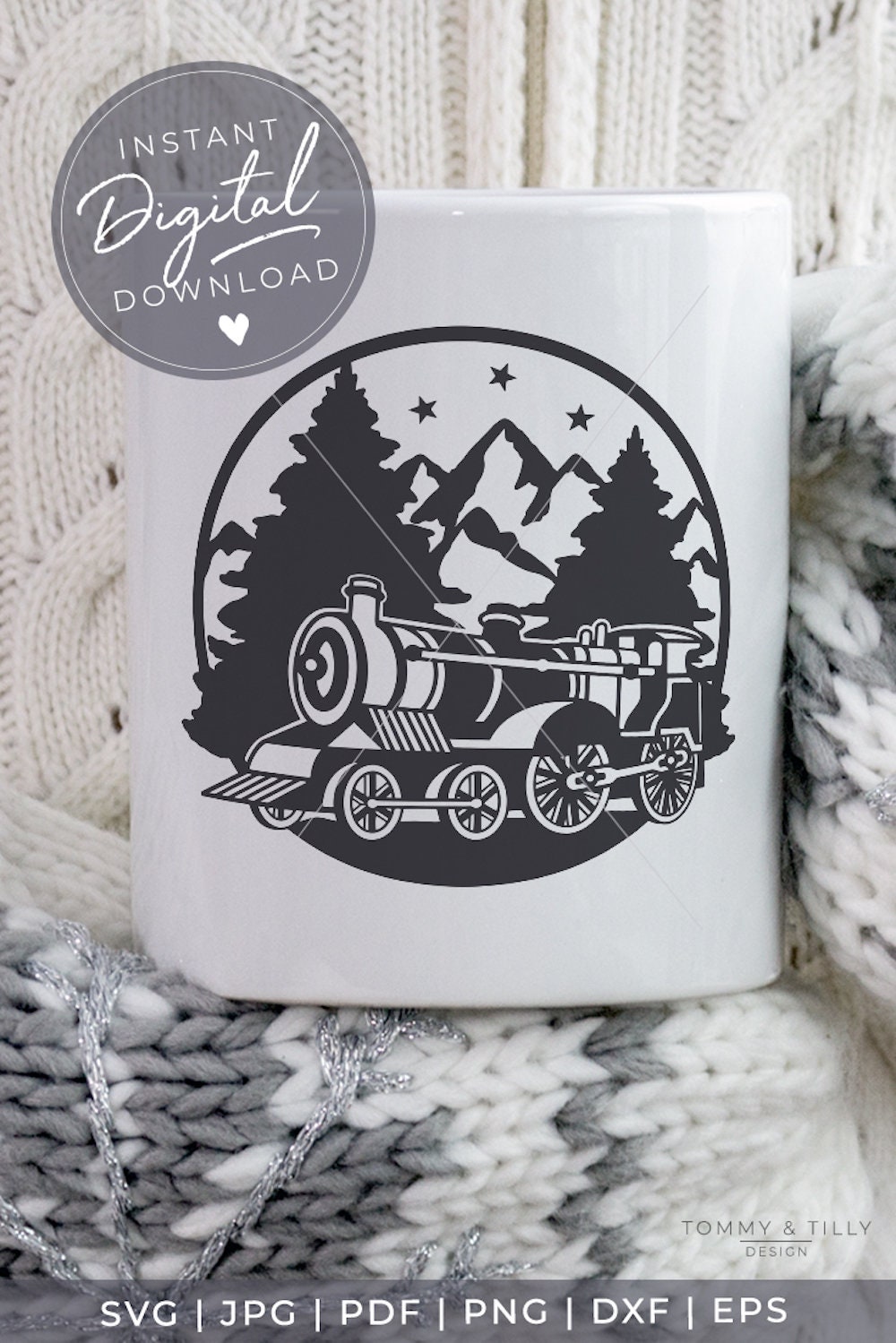 Train Mountain Scene Papercut Template Machine Cut - Etsy