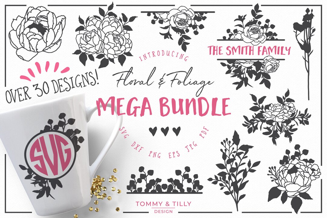Floral Mega Bundle 33 Designs Clipart & Cut File Hand Papercutting ...