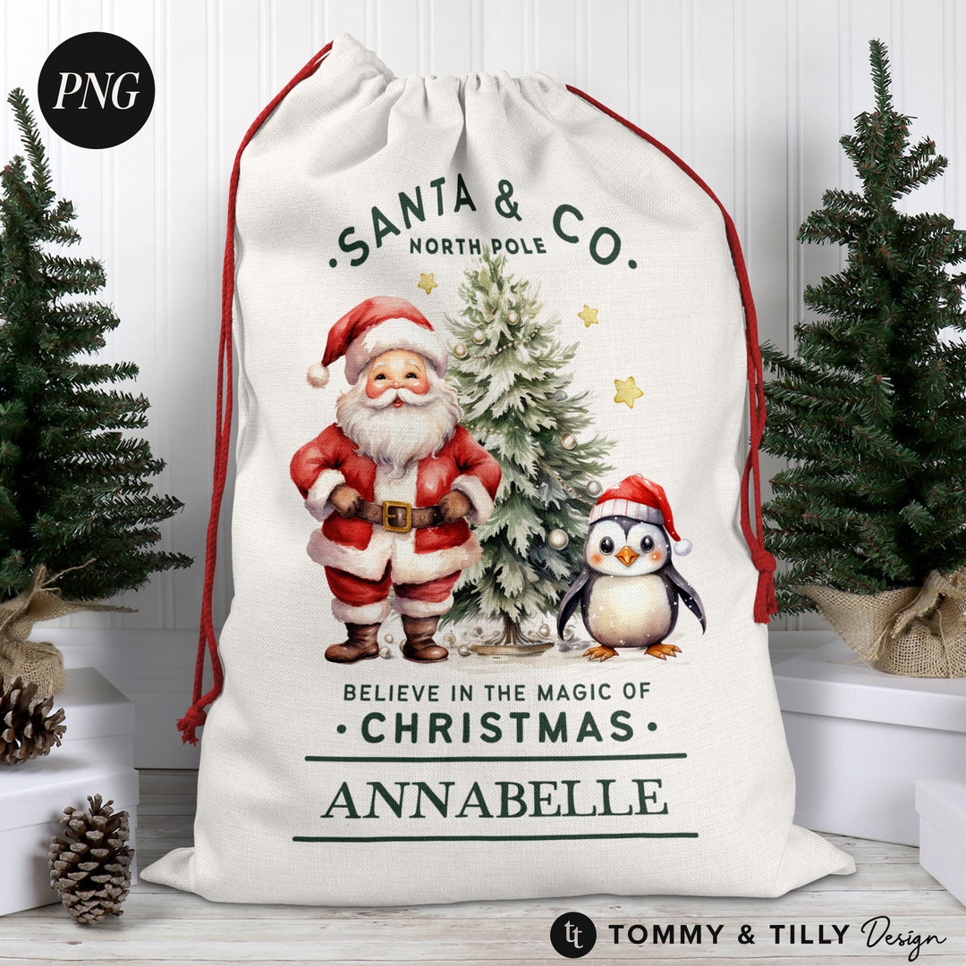 Santa Sack PNG, Watercolor Santa Sack PNG, Santa Sack Bundle PNG, Santa ...