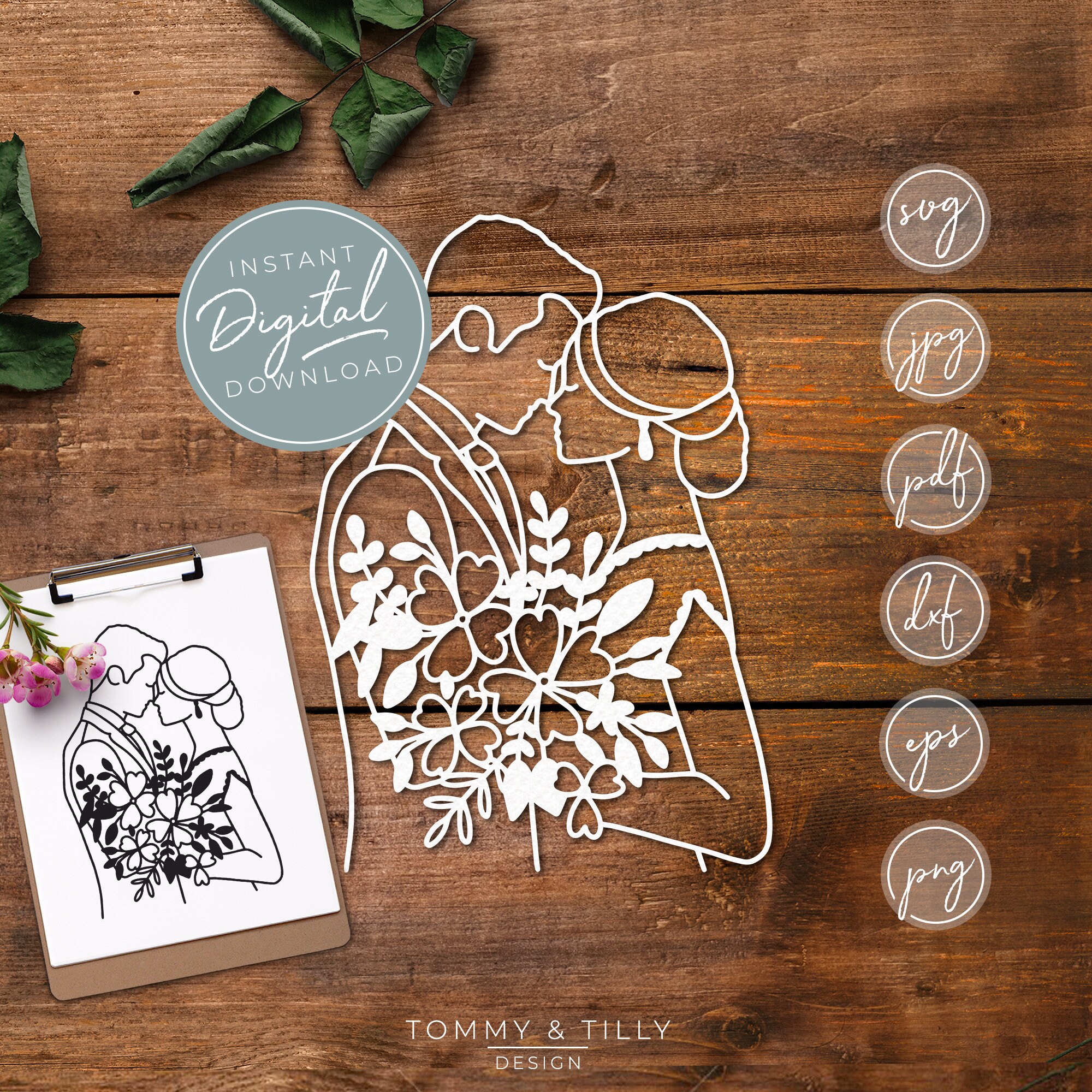 Bride & Groom Papercut Template Machine Cut Cricut - Etsy