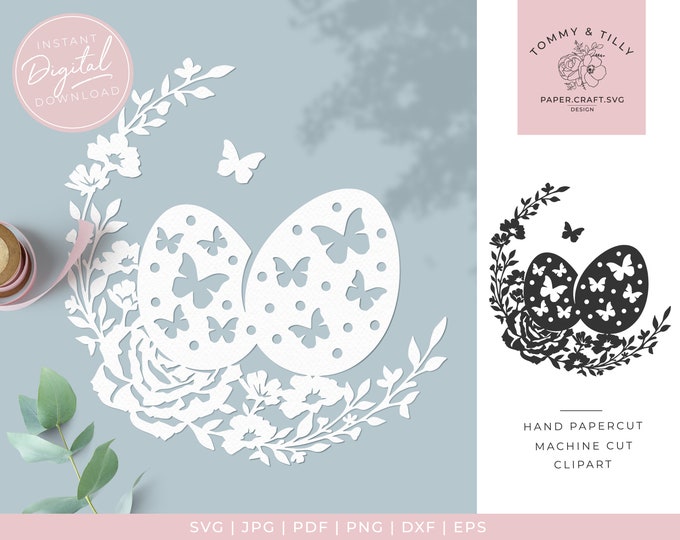 Oval Rabbit Scene Papercut Template Machine Cut Cricut Silhouette Svg ...