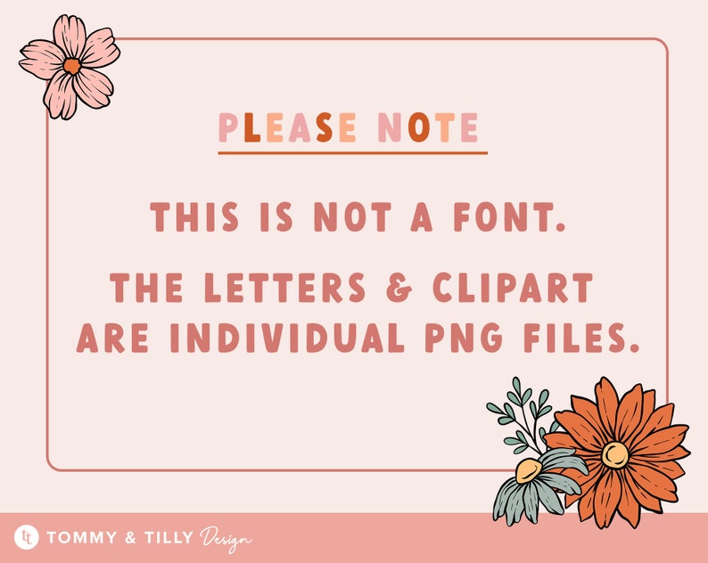 Boho Floral Retro Alphabet Set With Clipart PNG Files - Etsy