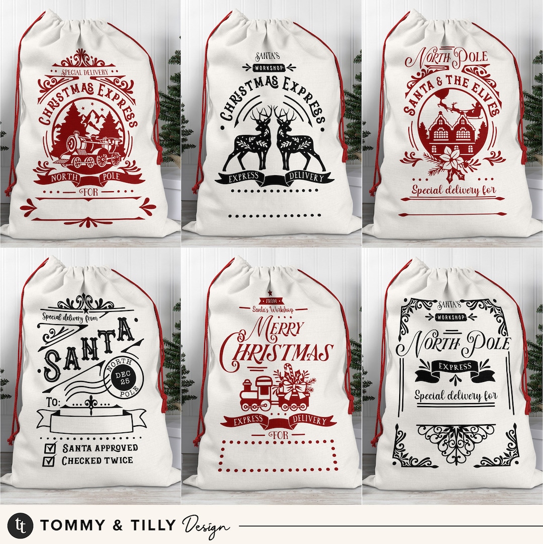 10 Santa Sack SVG Bundle Santa Sack PNG Bundle Christmas Gift SVG ...
