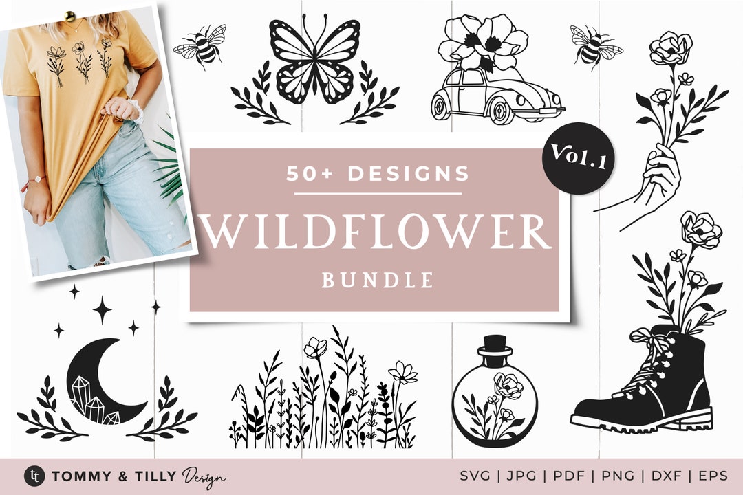 Wildflower SVG Bundle File Designs for Cricut Silhouette Cut File ...