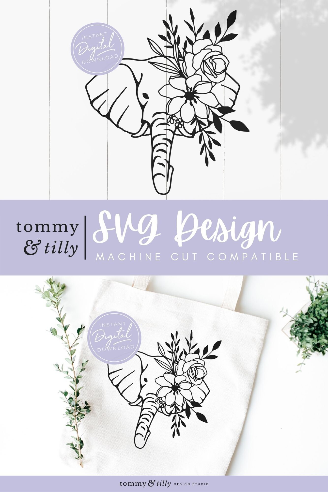 Flower Elephant SVG No.1 Cricut Cut File Machine Cut - Etsy UK