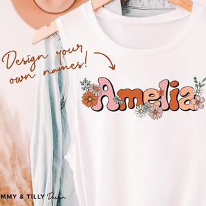 Boho Floral Retro Alphabet Set With Clipart PNG Files Retro Doodle ...