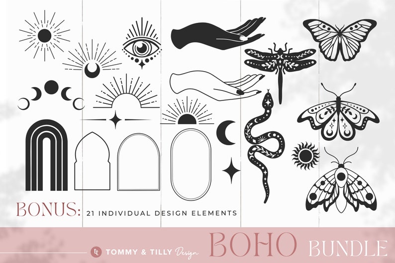 Boho SVG Bundle File Designs for Cricut Silhouette Cut - Etsy Israel