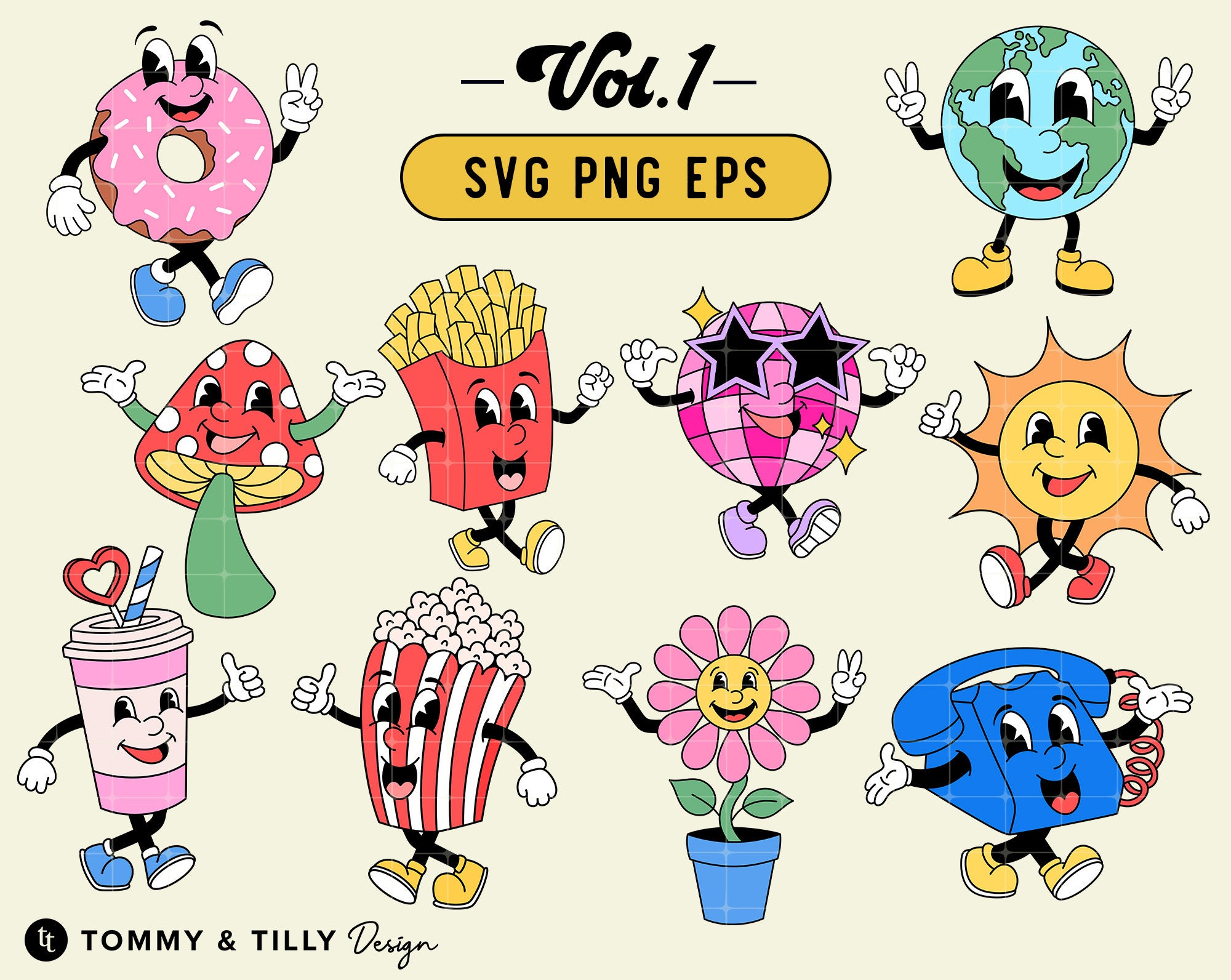 Retro Characters Bundle Vol.1 SVG PNG Svg Cut Files for - Etsy UK