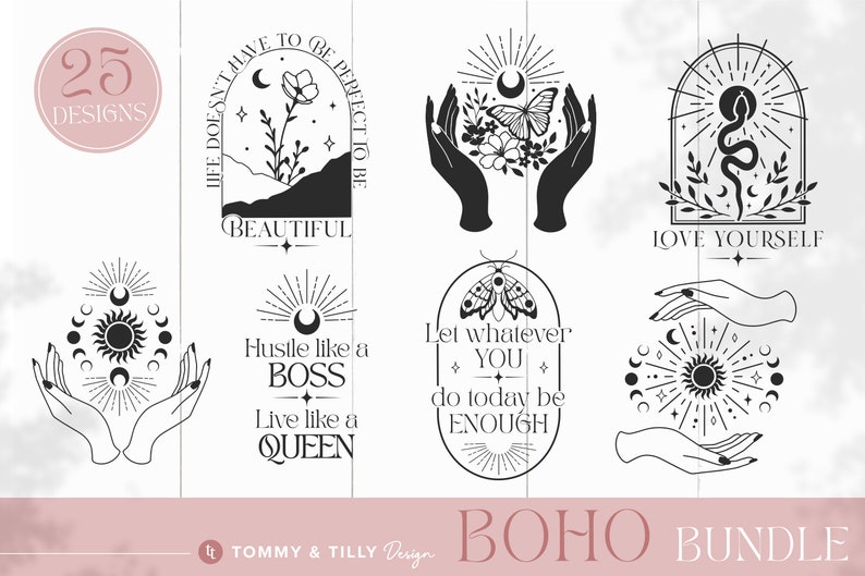 Boho SVG Bundle File Designs for Cricut Silhouette Cut - Etsy