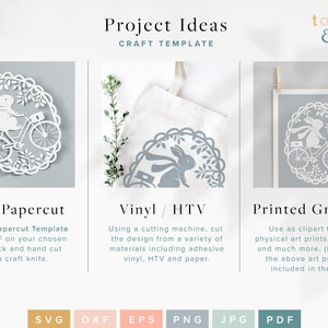 Oval Rabbit Scene Papercut Template Machine Cut Cricut - Etsy