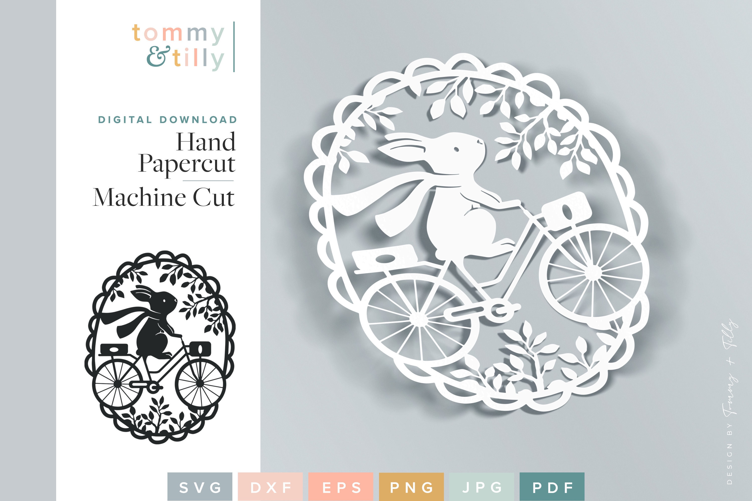 Oval Rabbit Scene Papercut Template Machine Cut Cricut | Etsy