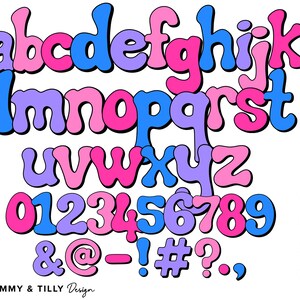 Groovy Retro Alphabet Set With Clipart PNG Files 90s 60s Retro Doodle ...