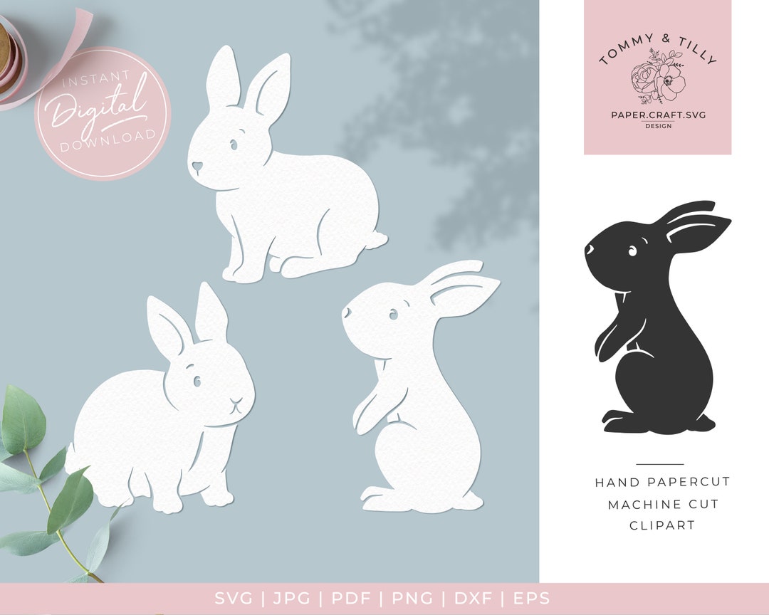 Rabbits X 3 Papercut Template Machine Cut Cricut - Etsy