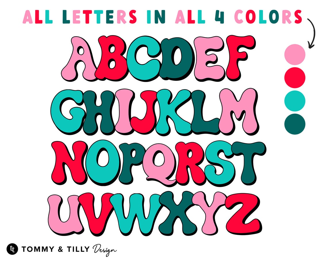 Christmas Retro Alphabet Set With Clipart PNG Files Retro - Etsy UK