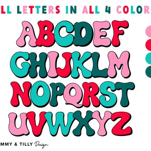 Christmas Retro Alphabet Set With Clipart PNG Files Retro Doodle ...