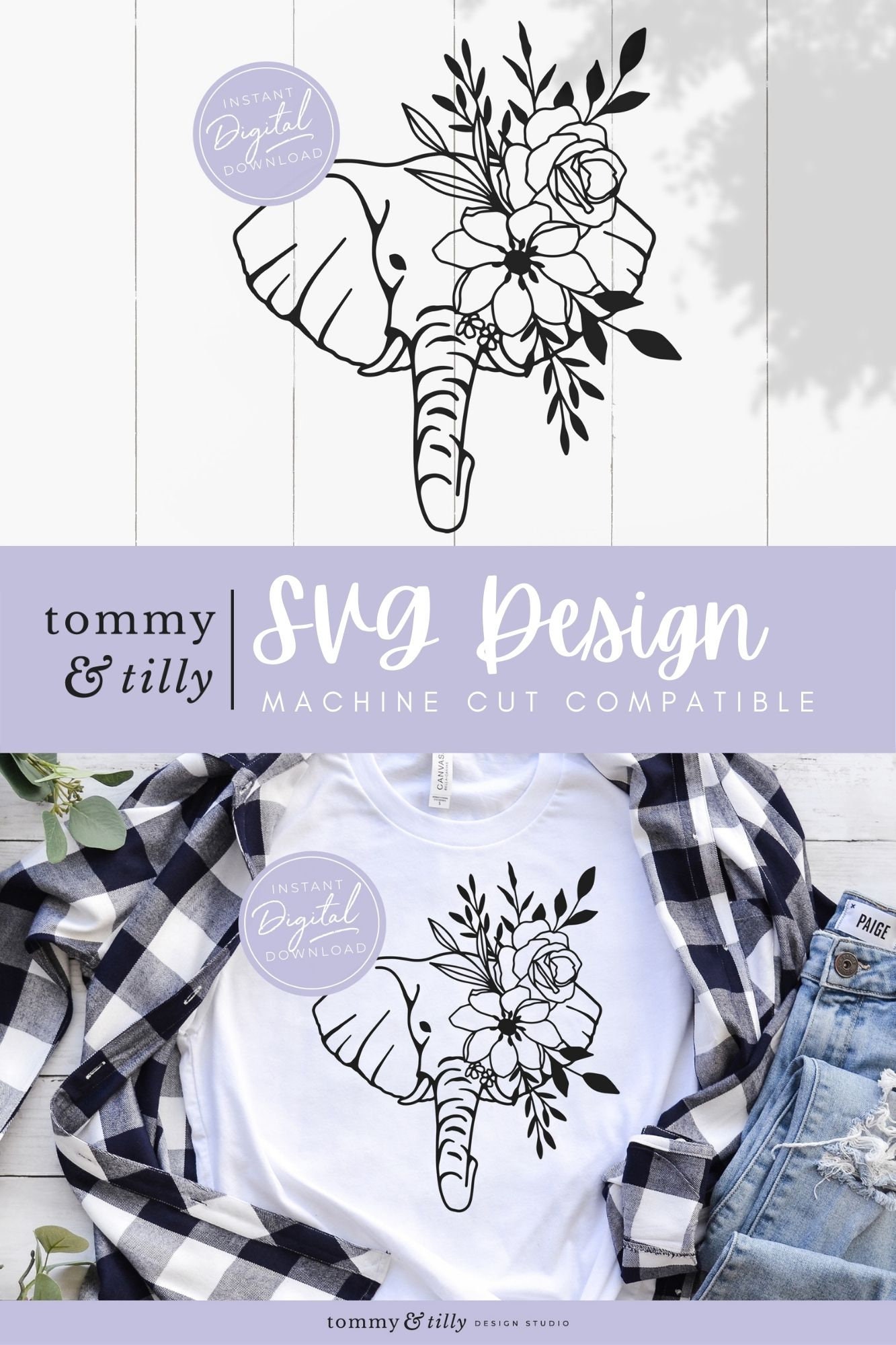 Flower Elephant SVG No.1 Cricut Cut File Machine Cut - Etsy UK