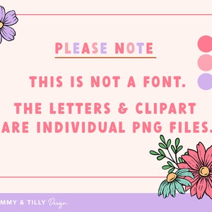 Pastel Floral Retro Alphabet Set With Clipart PNG Files Retro Doodle ...