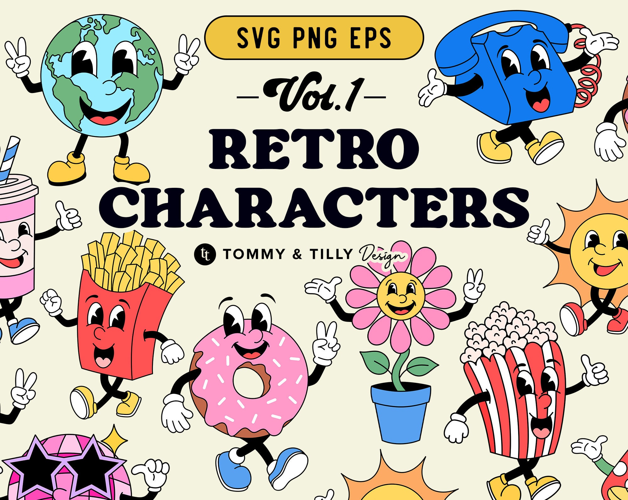 Retro Characters Bundle Vol.1 SVG PNG Svg Cut Files for - Etsy UK