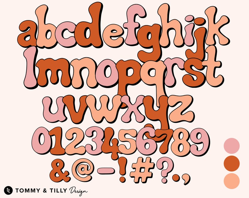 Boho Floral Retro Alphabet Set With Clipart PNG Files - Etsy