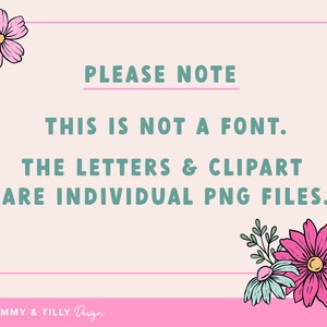 Pink Floral Retro Alphabet Set With Clipart PNG Files Retro Doodle ...