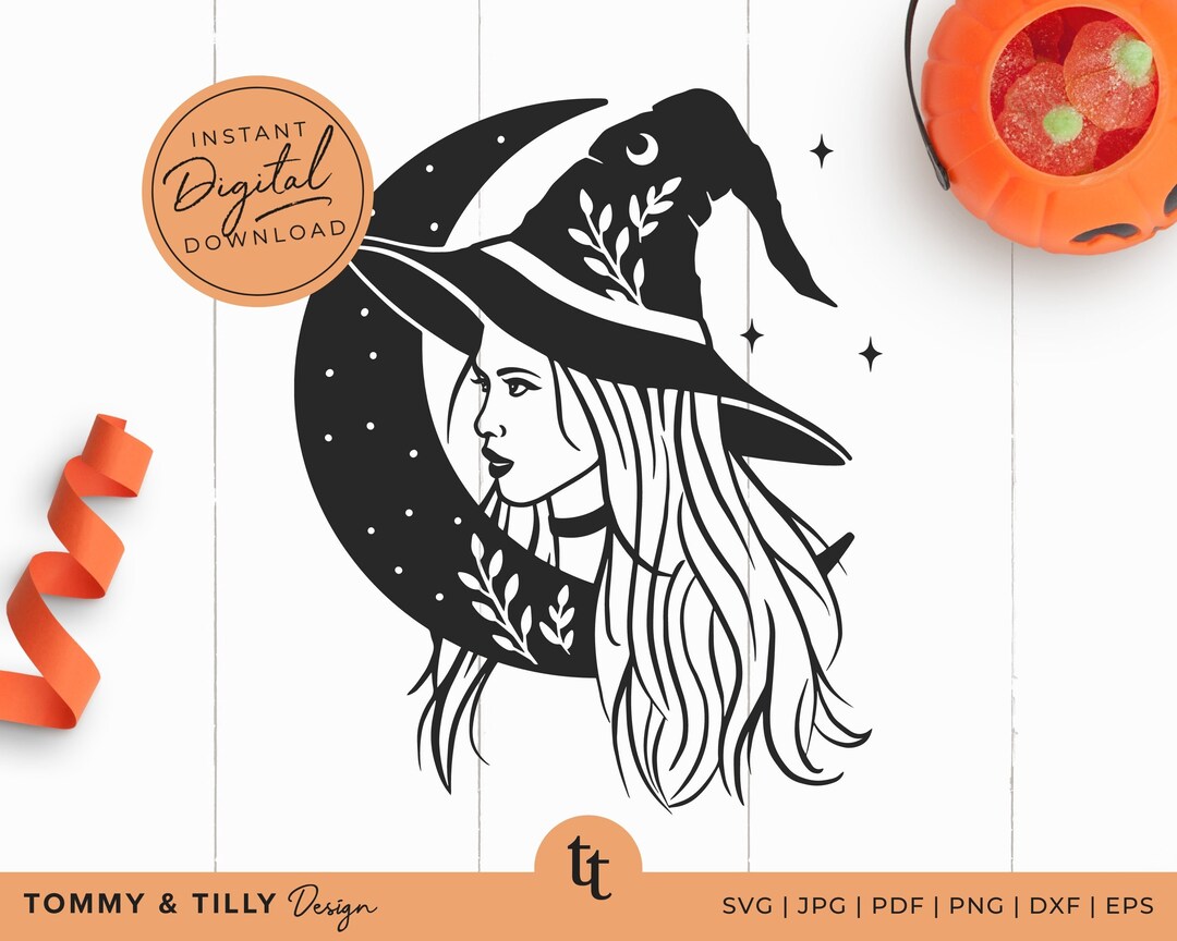 Moon Witch SVG Halloween Cricut Cut File Machine Cut - Etsy UK