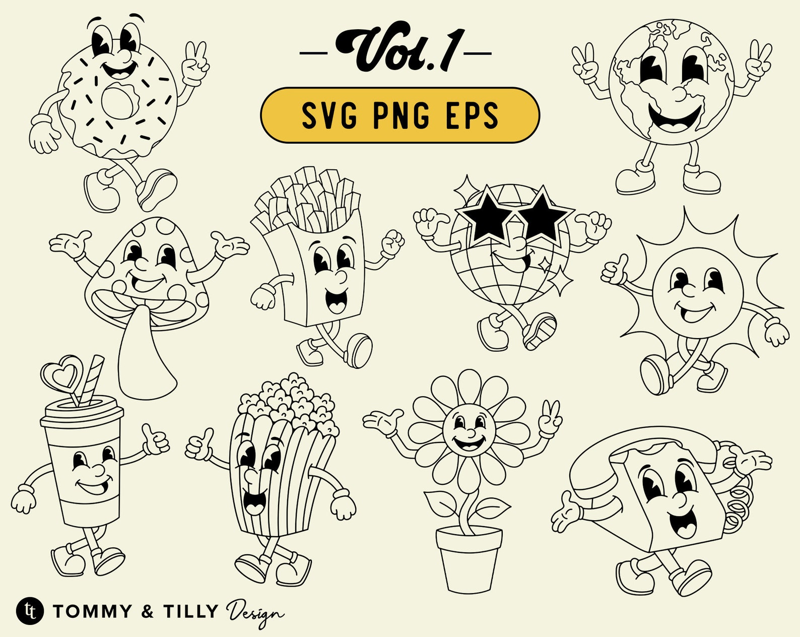 Retro Characters Bundle Vol.1 SVG PNG Svg Cut Files for - Etsy UK