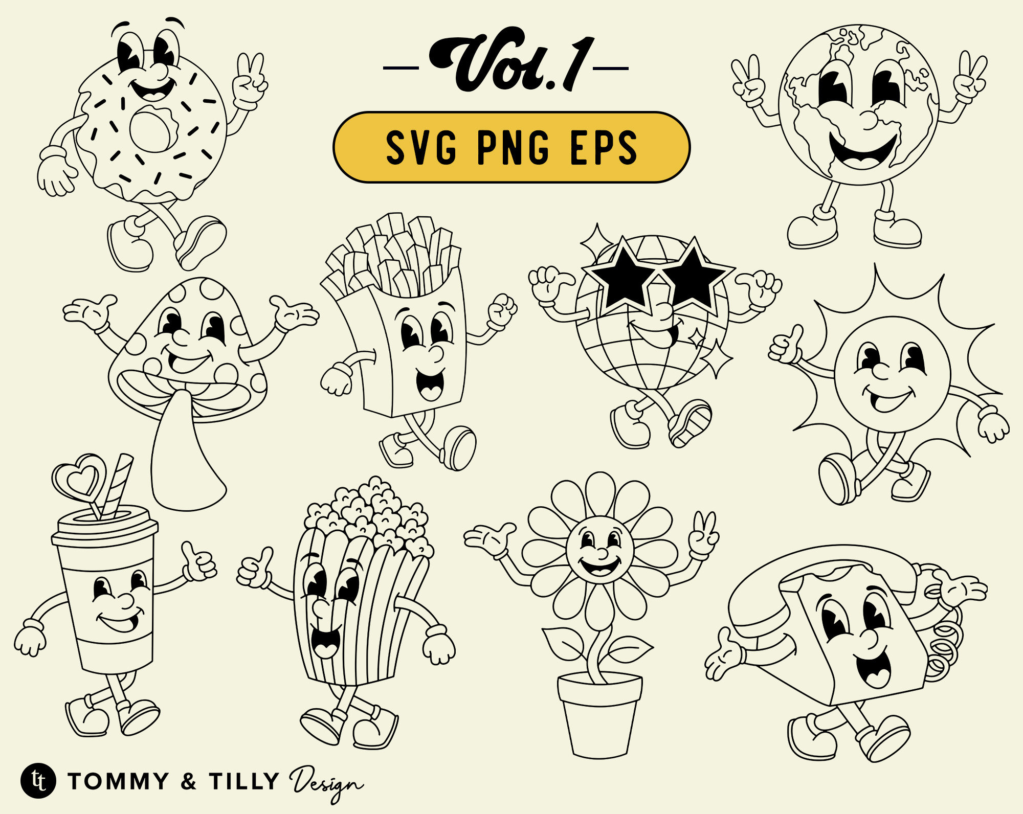 Retro Characters Bundle Vol.1 SVG PNG Svg Cut Files for - Etsy UK