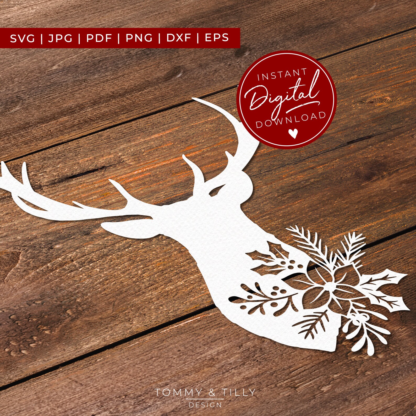 Stag Head No.1 Papercut Template Machine Cut Cricut | Etsy