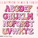 Pink Floral Retro Alphabet Set With Clipart PNG Files Retro Doodle ...