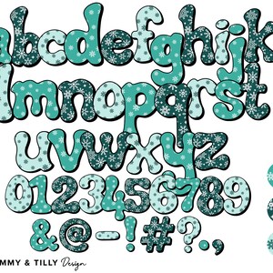 Christmas Snowflake Alphabet Set With Clipart PNG Files Retro Doodle ...