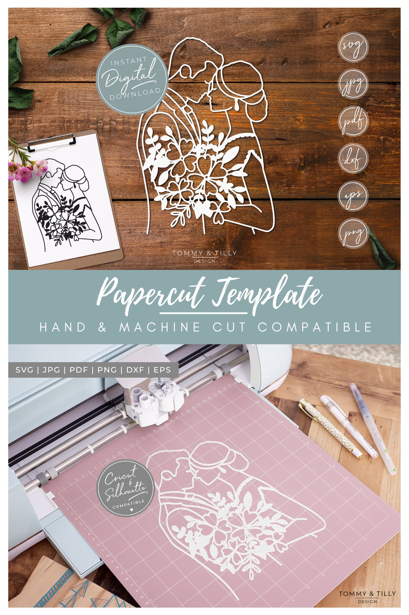 Bride & Groom Papercut Template Machine Cut Cricut - Etsy