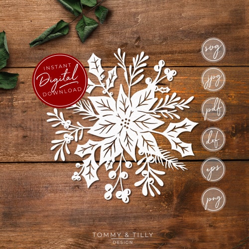 Poinsettia SVG File Poinsettia Cut File Christmas Svg | Etsy