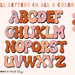 Boho Floral Retro Alphabet Set With Clipart PNG Files Retro Doodle ...