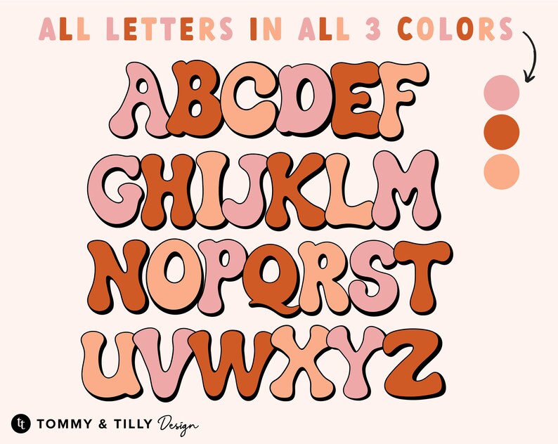 Boho Floral Retro Alphabet Set With Clipart PNG Files - Etsy