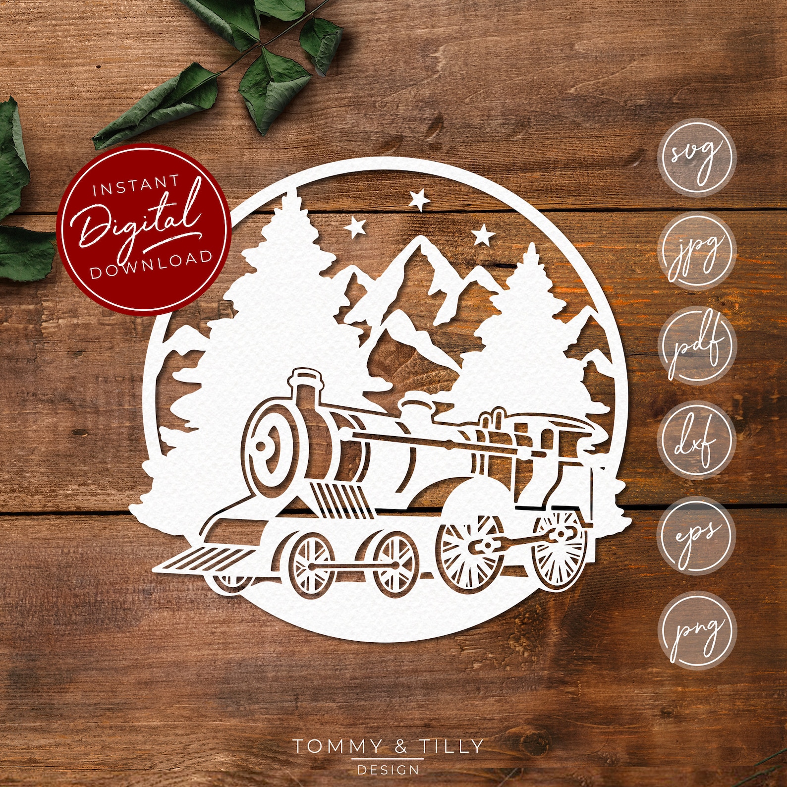 Train Mountain Scene Papercut Template Machine Cut - Etsy