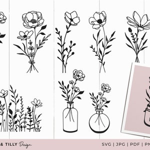 Wildflower SVG Bundle File Designs for Cricut Silhouette Cut File ...
