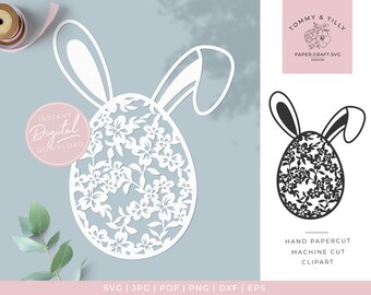 Oval Rabbit Scene Papercut Template Machine Cut Cricut Silhouette Svg ...