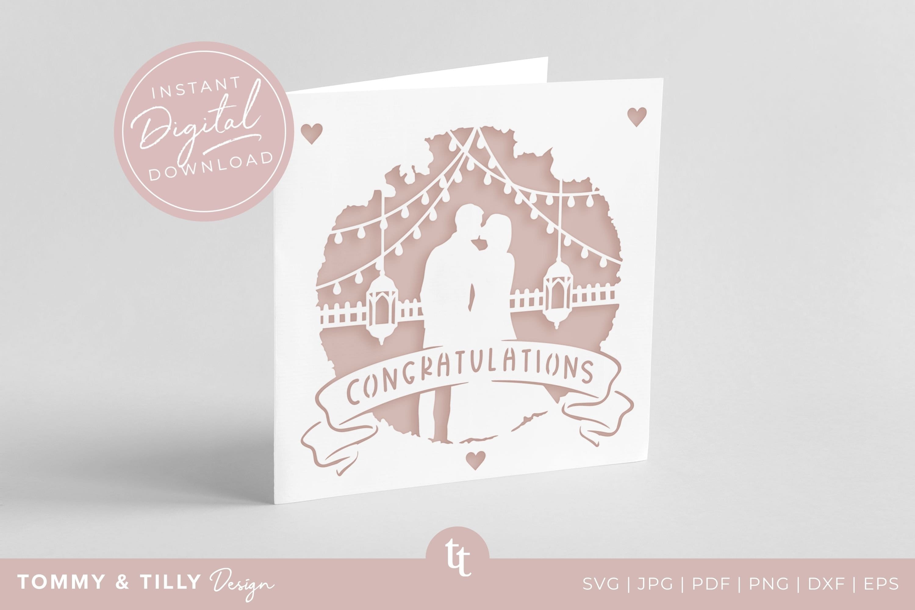 DIY Wedding Congratulations Card DIGITAL Cut Yourself Design - Etsy UK