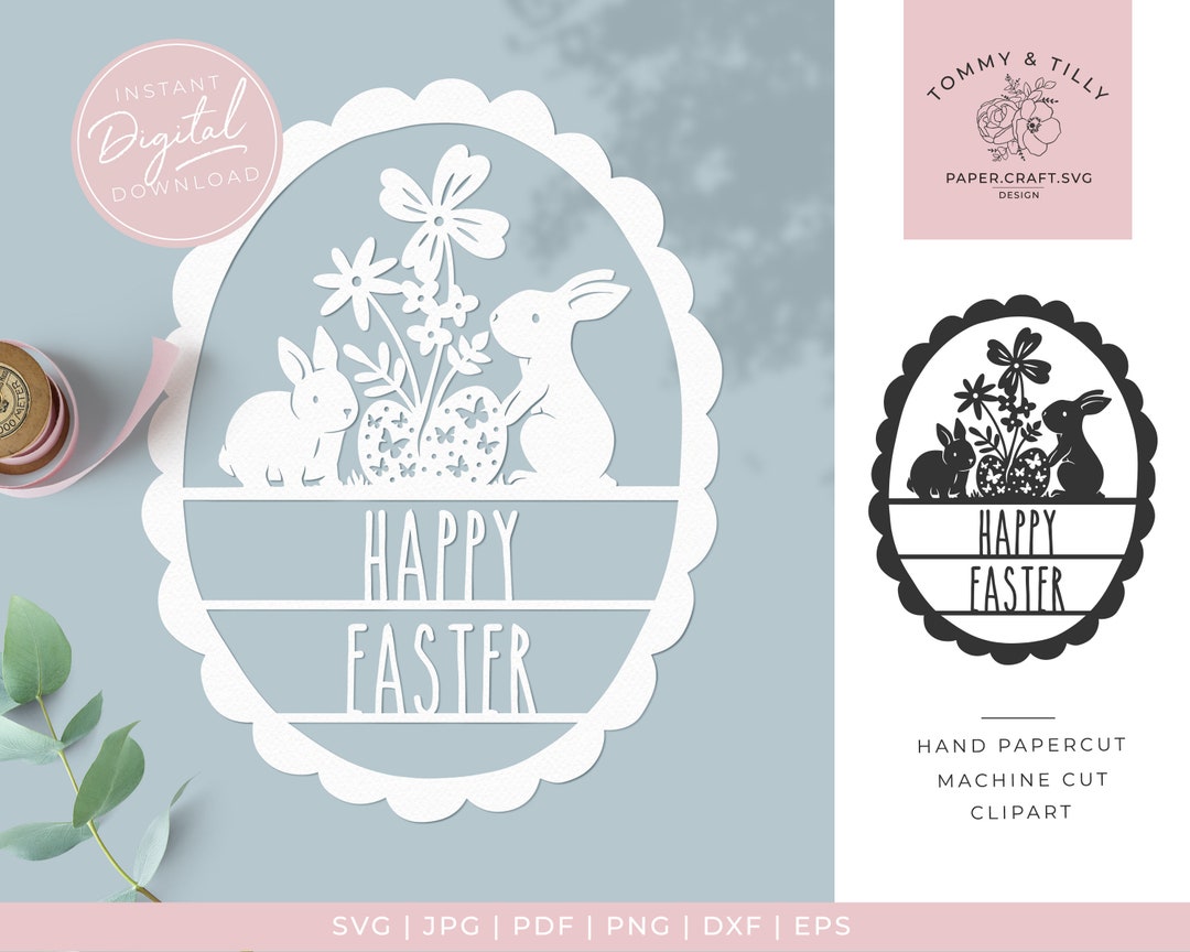 Happy Easter Papercut Template Machine Cut Cricut - Etsy UK