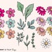 Pink Floral Retro Alphabet Set With Clipart PNG Files Retro Doodle ...