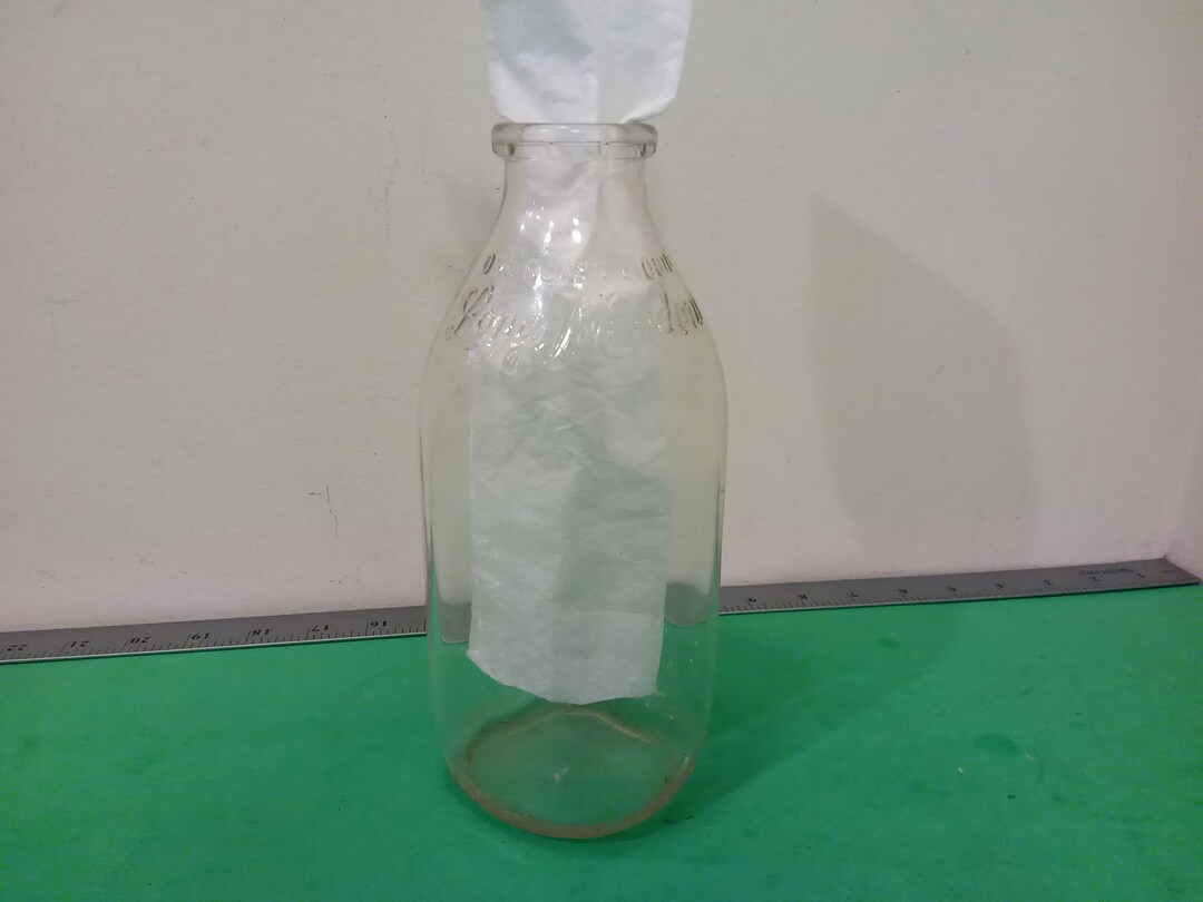 Vintage Quart Embossed Square Milk Bottle, Long Meadow Bottle, 1940's ...